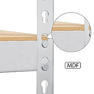 Topeakmart 4 PCS 5-Tier Utility Shelves, Metal Storage Shelves Garage Shelving Unit Adjustable Garage Storage Shelves Storage Racks Heavy Duty Shed Shelving- Silver, 27.5 x 12 x 60 Inch