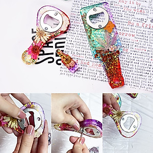 LUXWIN Bottle Opener Resin Molds Kit, Beer Opener Resin Keychain Molds with Stainless Steel Resin Accessories, Silicone Molds for DIY Keychain, Beer Spanner Bottle Opener