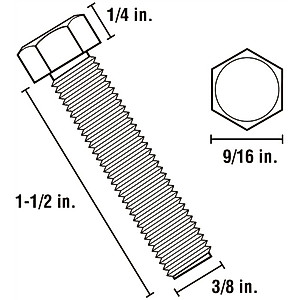3/8 in. x 1-1/2 in. Zinc Hex Bolt (25-Pack)