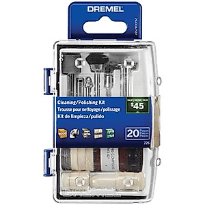 Dremel 726-01 Cleaning & Polishing Rotary Tool Accessory Kit with Storage Case, 20-Piece Set - Includes Buffing Wheels, Polishing Bits, and Compound