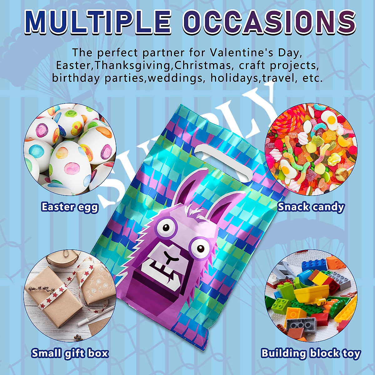 Haxpacal Video Game Goodie Bags 50Pcs Llama Treat Candy Plastic Bags for Llama Bag Video Game Theme Party Supplies Gamer's Birthday Party Decorations