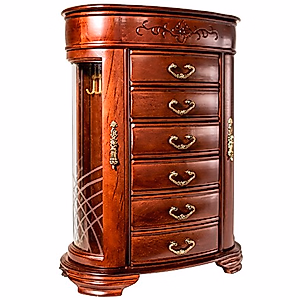 Hives and Honey Patricia Etched Glass Mahogany Jewelry Chest Jewelry Box