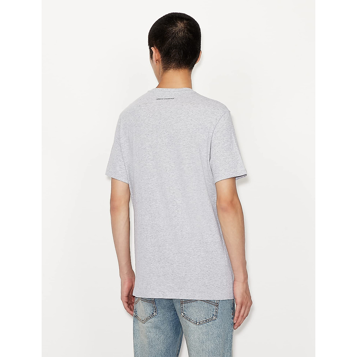 A|X ARMANI EXCHANGE mens Crew Quited Logo Tee T Shirt, Heather Grey, Medium US