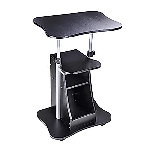 Instahibit Mobile Laptop Desk Adjustable Height Laptop Stand Cart Rolling Computer Laptop Table with Storage Home Office Black