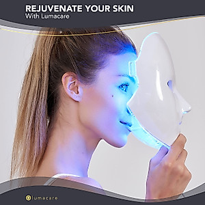 LumaCare LED Face Mask - Red Light Therapy for Glowing Skin, 8 Wavelengths, Safe and Comfortable, Includes Head Strap, Brackets and Controller