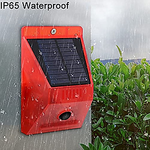 Aolyty Solar Warning Light with Motion Detector Remote Control, IP65 Waterproof Solar Alarm Light 4 Work Modes 129db Sound Security Siren Light for Home, Farm, Barn, Villa, Yard, Hacienda