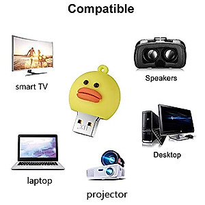 SBR USB Flash Drives,8GB / 16GB / 32GB / 64GB Waterproof Silicone USB 2.0 USB Flash Memory Stick Data Storage Pendrive Thumb Drives (64GB,Yellow Duck)