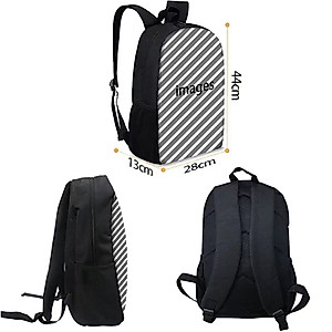 AmzPrint 3pcs American Football Backpack Set For Girls Boys Kids 17 Inch Black Student School Backpack Lunch Box Pencil Bag Set