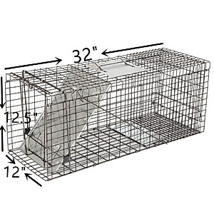 Oteymart Live Animal Trap Cage Humane Cage Catch Metal Steel with Handle, Release Rats Mouse Mice Rodents Squirrels, Rats,and Similar Sized Pests, 32" X 12.5" X 12"
