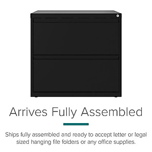 Hirsh 30 inch Wide 2 Drawer Lateral 101 File Cabinet in Black, Fully Assembled