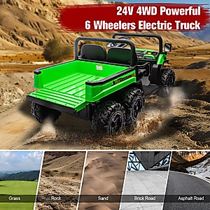 Nitoess 24V 2 Seater 2WD/4WDRide On Tractor, 6-Wheels Ride on Truck with Remote Control,Ride On Vehicle Toy for Kids,EVA Tire,Green…