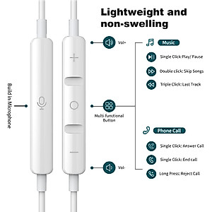 HGCXING USB C Headphone for iPhone 16 15 Pro Max Samsung S25 Ultra S24 FE Galaxy Tab S10+, HiFi Stereo Type C Earphone with Microphone, Wired Earbuds with Volume Control for iPad 10 Google Pixel 9 Pro