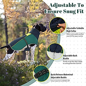 T'CHAQUE Warm Dog Jacket, Cold Weather Coat for Small Medium Large Dogs, Waterproof Reflective Turtleneck Dog Vest, Winter Fleece Dog Outfit with Leash Ring Windproof Adjustable Dog Apparel Clothes