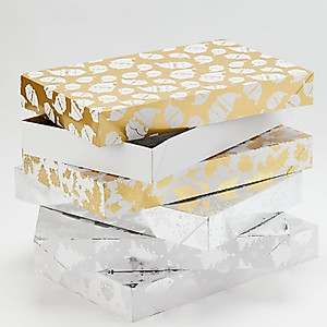 UNIQOOO 12Pcs Embossed Rose Gold Bridesmaid Proposal Boxes with lid, M 9.5x6.5x4 Inch, Foldable Holiday Gift Wrap Box for Lightweight Gifts, Christmas, Bridal Shower Wedding Gift Packaging