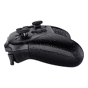 eXtremeRate Textured Black Replacement Handle Grips for Nintendo Switch Pro Controller, 3D Splashing DIY Hand Grip Shell for Nintendo Switch Pro - Controller NOT Included