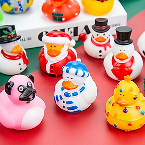 45 Pcs Rubber Ducks 2.16" Funny Rubber Ducks Christmas Eve Thanksgiving Day Halloween Assortment Duckies Bath Toys for Jeep Ducking Floater Duck Christmas Themed Bathtub Toys
