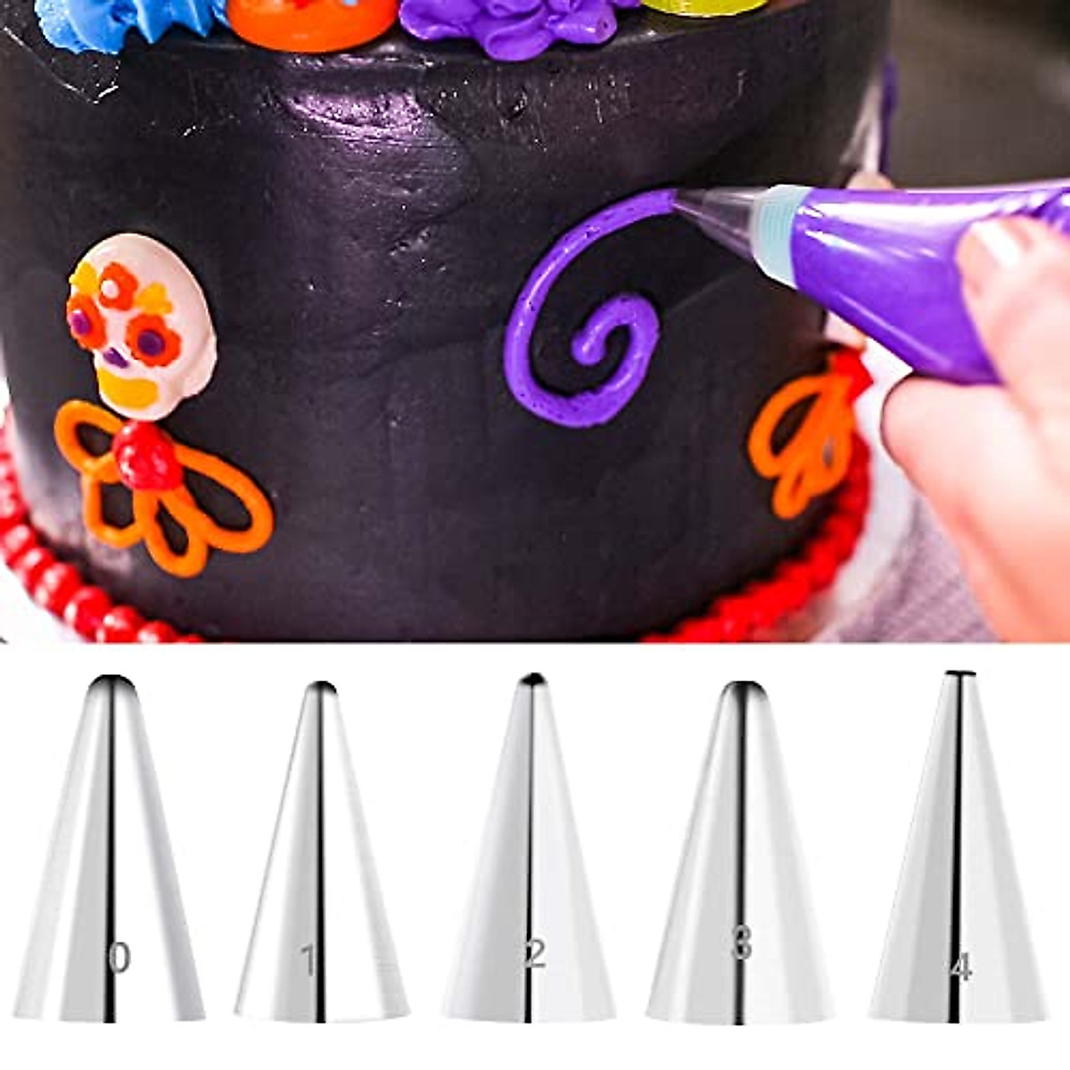GOOTRADES 7 Pcs-Set Cake Decorating Tips (5 Writing Tube,1 Coupler,1 Silicone Pastry Bag)