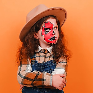 Spooktacular Creations 8 PCS Halloween Makeup Kit 3 Face Body Paint Oil Based Foundation Set with 3 Painting Brushes, 2 Sponges for Halloween Clown SFX Zombie Skeleton Cosplay( White Black Red )