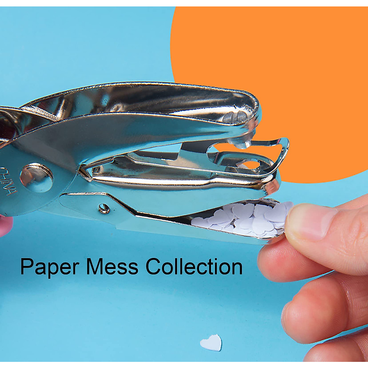 1 Pack 6.3 Inch Length 1/4 Inch Diameter of Heart Shape Hole Handheld Single Paper Hole Punch, Puncher with Pink Soft Thick Leather Cover(Heart 1/4 inch)