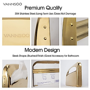 VANNSOO Toilet Seat Cover Dispenser - Stainless Steel Wall Mount Toilet Seat Cover Holder for Commercial Bathroom, 250 Single or Half Fold Seat Covers Capacity (Gold)