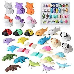 Mr. Pen- Animal Erasers, Desk Pets for Kids Classroom, 30 Pack, Animal Eraser Desk Pet, Classroom Prizes for Students, Rewards for Students, Teacher Rewards for Students