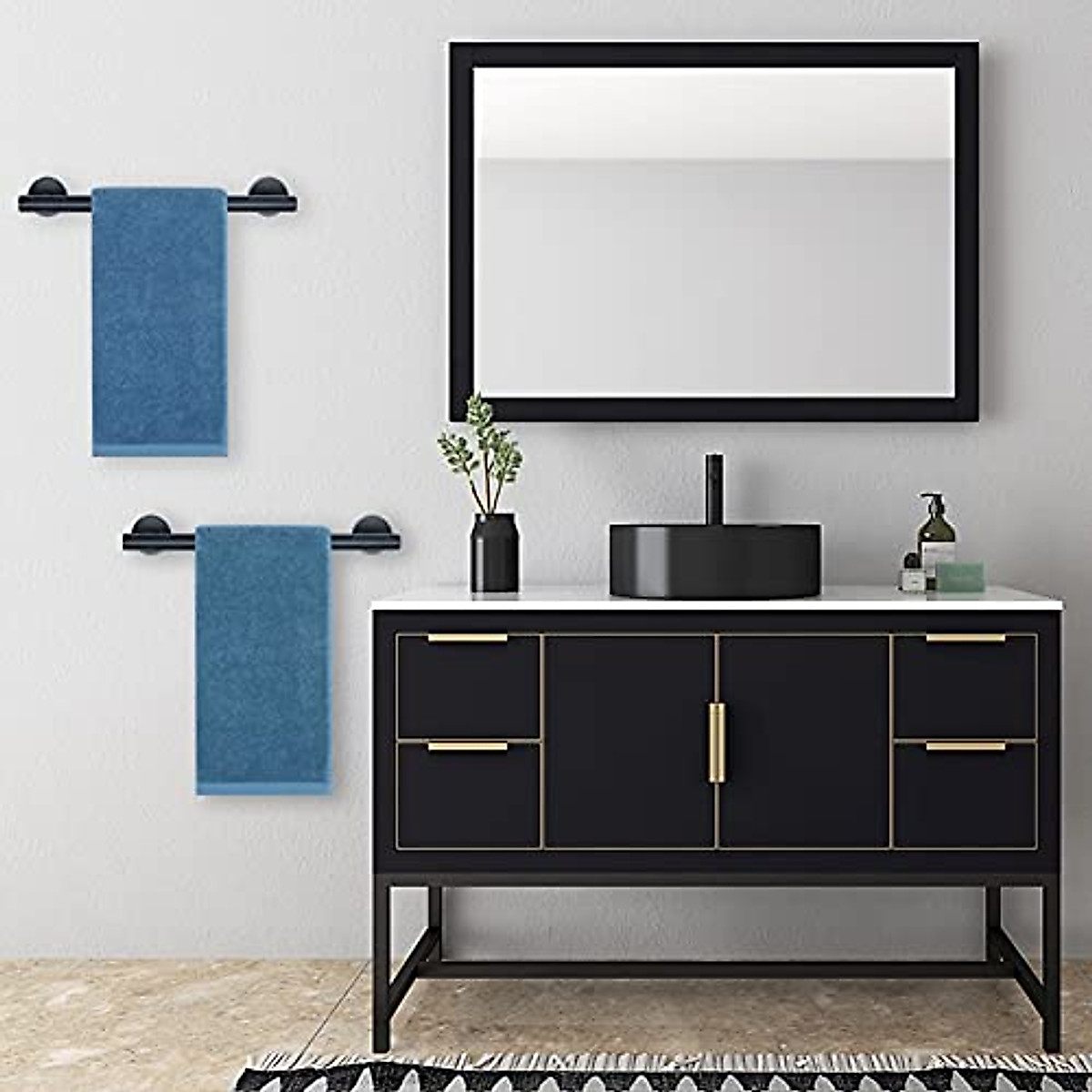 Towel Racks, Towel Rack Towel Holder Towel Rack for Bathroom Towel Rail Bathroom Towel Rack Wall Mounted Kitchen Bathroom Shelf Storage Rack Anniversary/Schwarz/a