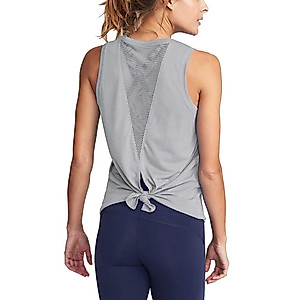 Bestisun Workout Tank Tops for Women Tie Back Workout Tank Mesh Muscle Tank Mesh Athletic Gym Sports Yoga Shirts Gray XL