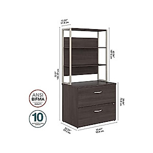 Bush Business Furniture Hybrid 2 Drawer Lateral File Cabinet with Shelves, Storm Gray