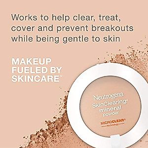 Neutrogena SkinClearing Mineral Acne-Concealing Pressed Powder Compact, Shine-Free & Oil-Absorbing Makeup with Salicylic Acid to Cover, Treat & Prevent Acne Breakouts, Buff 30, .38 oz
