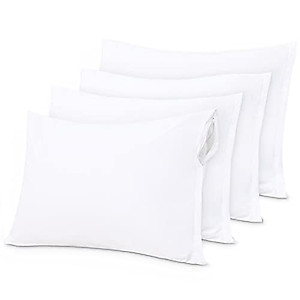 NTBAY 4 Pack Zippered Waterproof Toddler Pillow Protectors, Super Soft Quiet Zip Baby Pillow Protectors, 13x18 Inches Jersey Pure White Waterproof Pillow Cases Covers