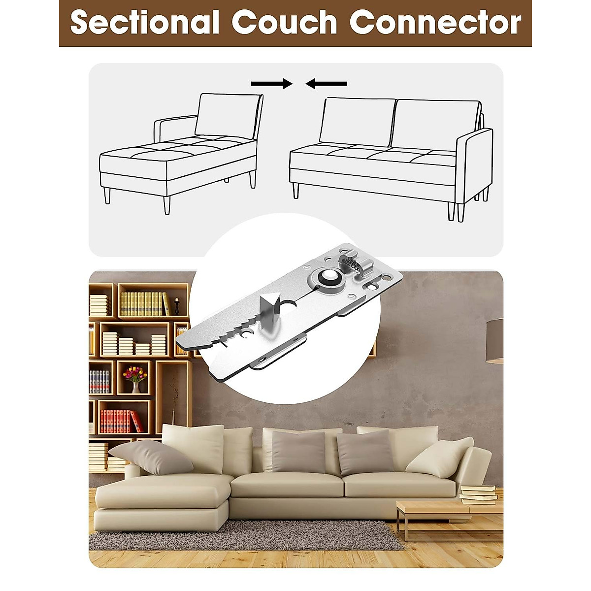 Sectional Couch Connectors,Couch Connections for Sectionals,Sofa Connector Bracket with 16 Screws, Suitable for Loveseat(Sofa Alligator Clips 2 Pairs)