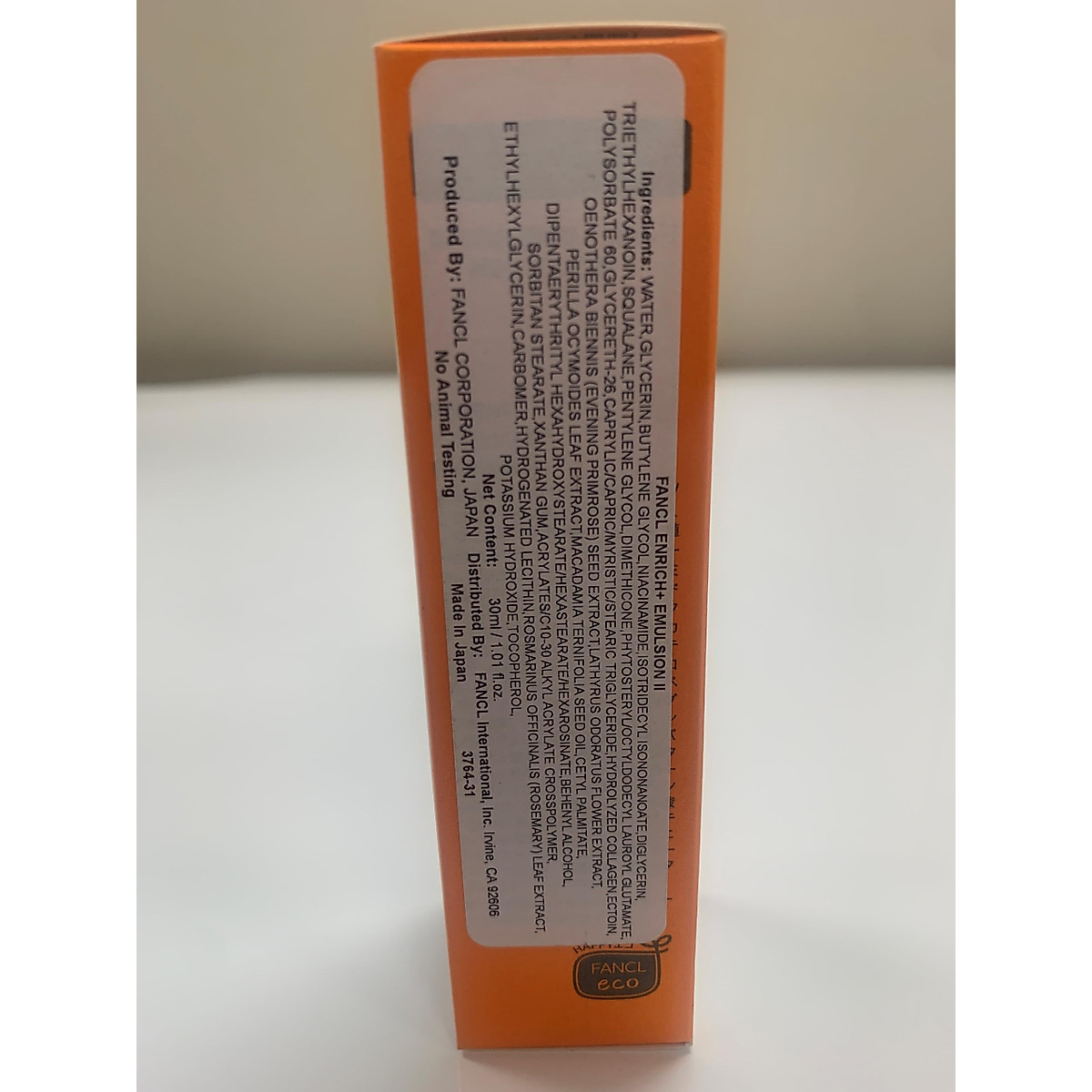 FANCL Enrich+ Emulsion II - 100% Preservative-Free, Facial Lotion with Niacinamide, Hydration, Anti-Aging, Firming & Elasticity Solutions for All Skin Types