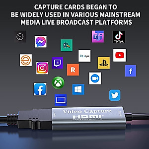 Papeaso Video Capture Card, Video Recording Card Wonderful 4K HDMI to 1080P USB C for Gaming Streaming TV Recorder, for Windows Mac OS System with USB C Adapter to Adjust PS4, Switch, Xbox1