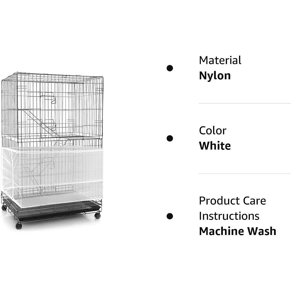 lustrioustoy Bird Cage Seed Catcher, Large, Seed Catcher Guard Net Cover, Prevent Scatter and Mess, Soft Airy Cage Net Stretchy Skirt, Prevent Scatter and Mess(White, 118 x 15.7 Inch)
