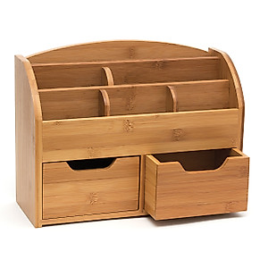 Lipper International 809 Bamboo Wood Space-Saving Desk Organizer, 13" x 10" x 5 3/8"