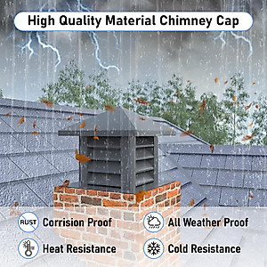 Lesolar Chimney Cap, 14" x 14" Tapered Top Fireplace Chimney Cover, Chimney Rain Caps, Chimney Caps for Outside Chimney Flue Cover to Fit Existing Flue Tile