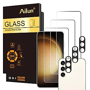 Ailun Glass Screen Protector for Galaxy S23+/ S23 Plus [6.6 Inch] 3Pack + 3Pack Camera Lens Tempered Glass Fingerprint Unlock 0.25mm Ultra Clear Anti-Scratch Case Friendly [Not For S23 Ultra]