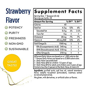 Nordic Naturals Arctic CLO - Cod Liver Oil Promotes Heart and Brain Health, Supports Immune and Nervous Systems, Strawberry, 8 Fl Oz
