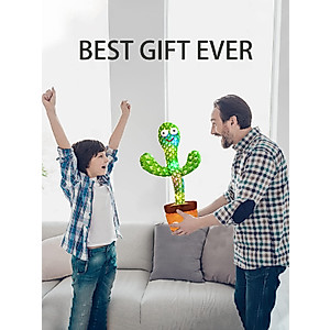 Keculf Cactus Toy - Talking, Singing Cactus Toy, Mimicking Musical Cactus with LED Light, Repeats What You Say with Songs in English for Babies Cactus Toy Mimic Gift Box Packaging