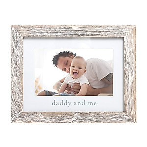 Pearhead Daddy and Me Baby Picture Frame, Gender-Neutral Dad and Baby Picture Frame, Baby Girl or Baby Boy Nursery Décor, 4" x 6" Photo Insert, Wood