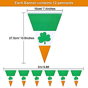 5 Pieces St Patrick's Day Shamrock Pennant Banners Irish National Day Triangle Flags Luck Green Clover Flag Banners Party Accessories for St Patrick's Day Theme Decor Outdoor Indoor, 7.4 x 10.8 Inch