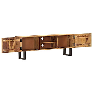 vidaXL TV Stand, TV Unit for Living Room Bedroom, Sideboard with Storage, TV Console Media Unit Cupboard, Industrial Style, Solid Wood Sheesham
