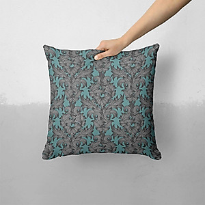 iiRov Teal Leaf Foliage Pattern - Custom Decorative Home Decor Indoor or Outdoor Throw Pillow Cover Plus Cushion Set for Sofa, Bed or Couch (Pillow CASE Cover Plus Cushion)