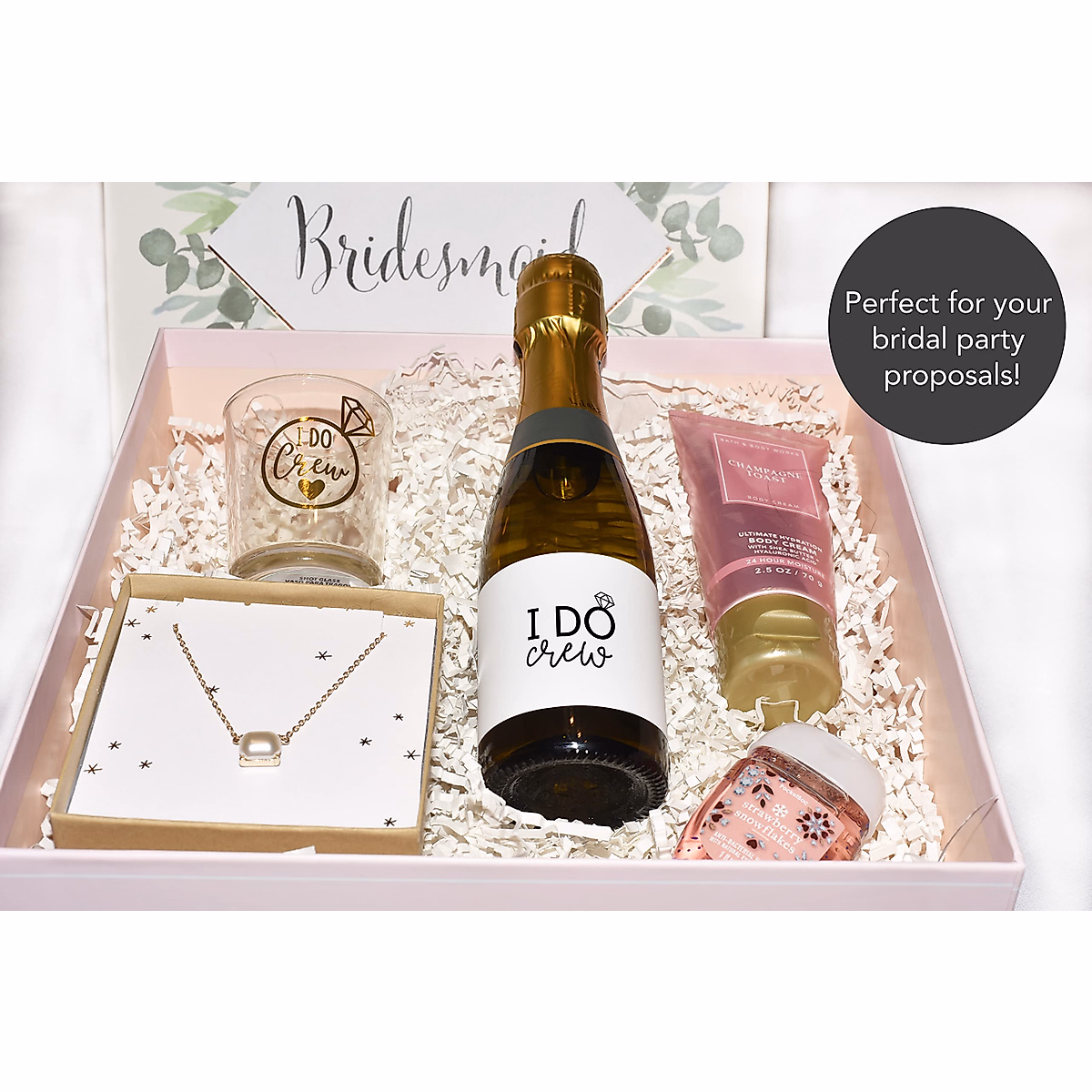 Bridesmaid Mini Champagne Labels ● SET of 10 ● I Do Crew Gifts, Thank you Favors, Will You Be My Maid of Honor Ask Bridal Party Proposal, Wine Stickers Team Bride Tribe Squad Candle Label M200-RNG-10