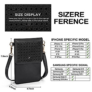 AnsTOP Lightweight Leather Phone Purse Small Crossbody Bag Card wallet Passport Holder with Strap for Women (Black)