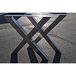Brushed Stainless Table Legs, X-Frame Style - Any Size