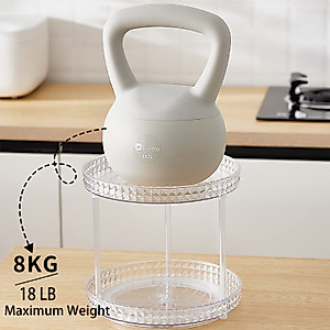 2 Tier Lazy Susan Organizer, Vanity Countertop Makeup Organizing Turntable Kitchen Spice Rack, Raised Edge Swivel Organizer for Spices, 2 Tier Table top Display Shelf Round, Dining Room Organizer