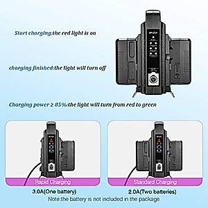 Dual Channel V-Mount/V Lock Battery Charger Compatible with All 14.4V/14.8V V-Mount Batteries,V-Mount Brick (Battery Not Included)