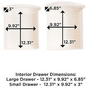 Homz Clear Plastic 4 Drawer Medium Home Organization Storage Container Tower w/2 Large and 2 Small Drawers, and Removeable Caster Wheels, White Frame