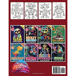 Robot Coloring Book for Kids: 50 Whimsical, Playful, Wacky, Single-Sided Pages for Boys, Girls, Kids Ages 4-8
